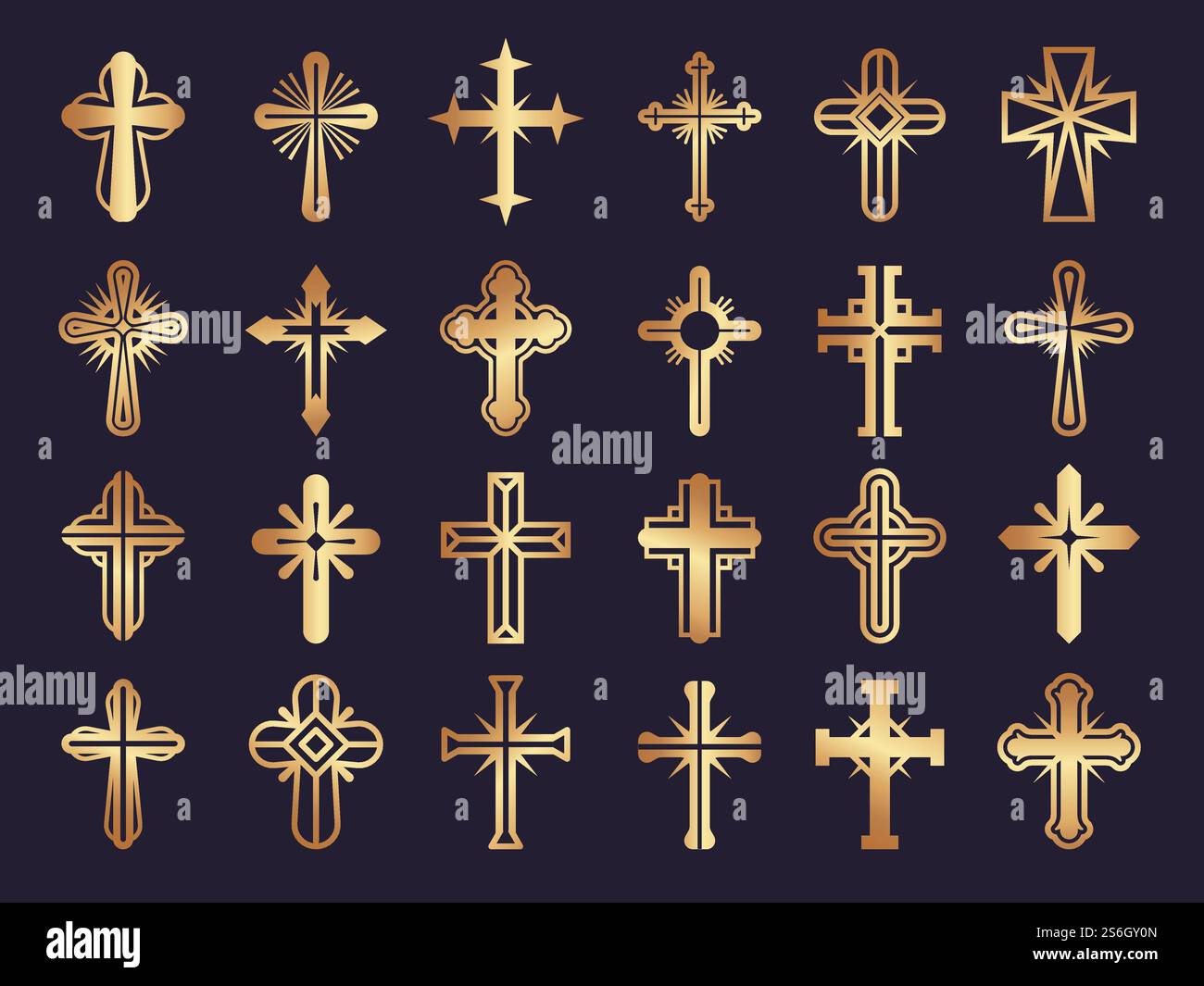 Christians cross. Religion vector symbols jesus catholicism tribal ...