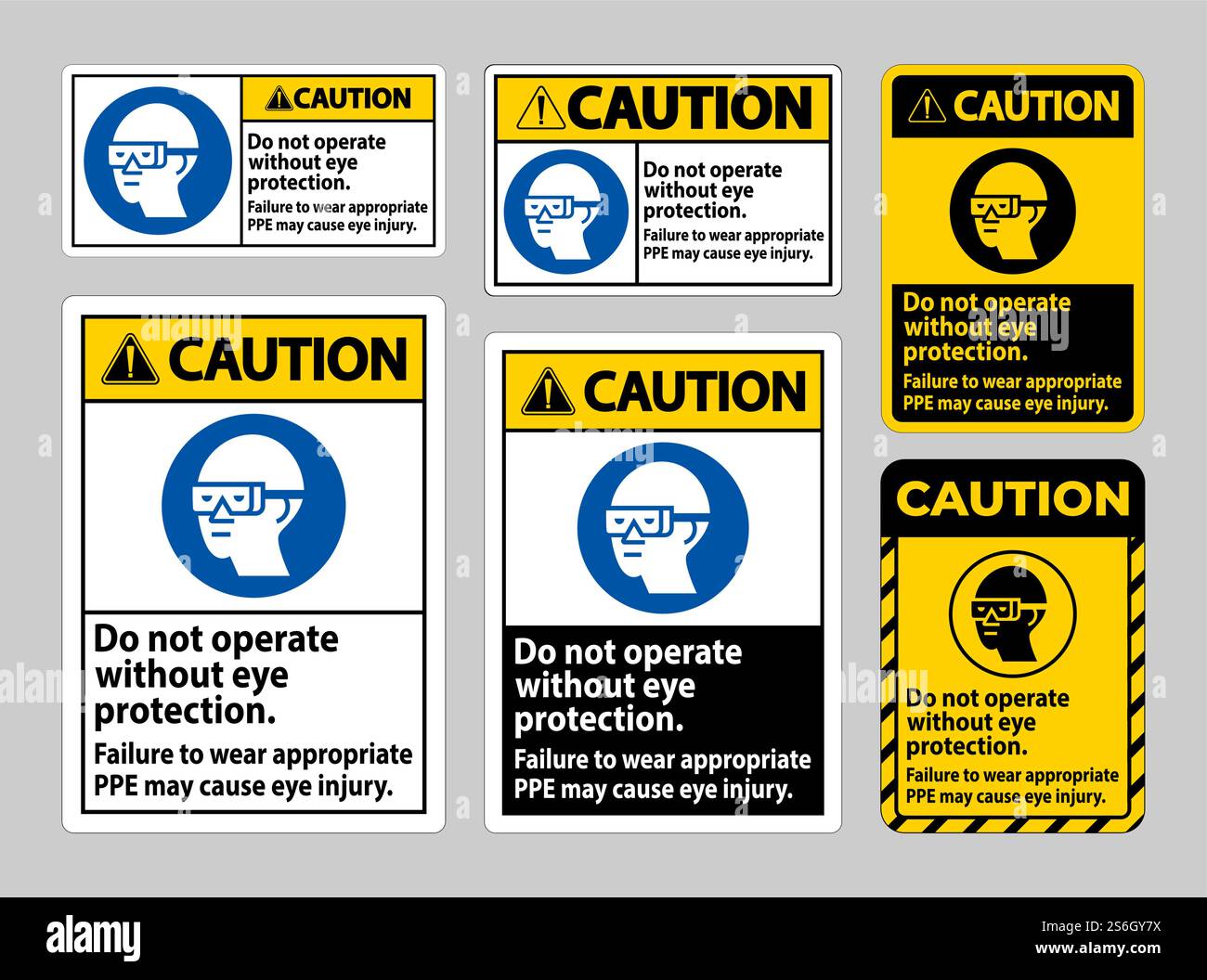 Caution Sign Do Not Enter Without Wearing Eye Protection,Vision Damage ...
