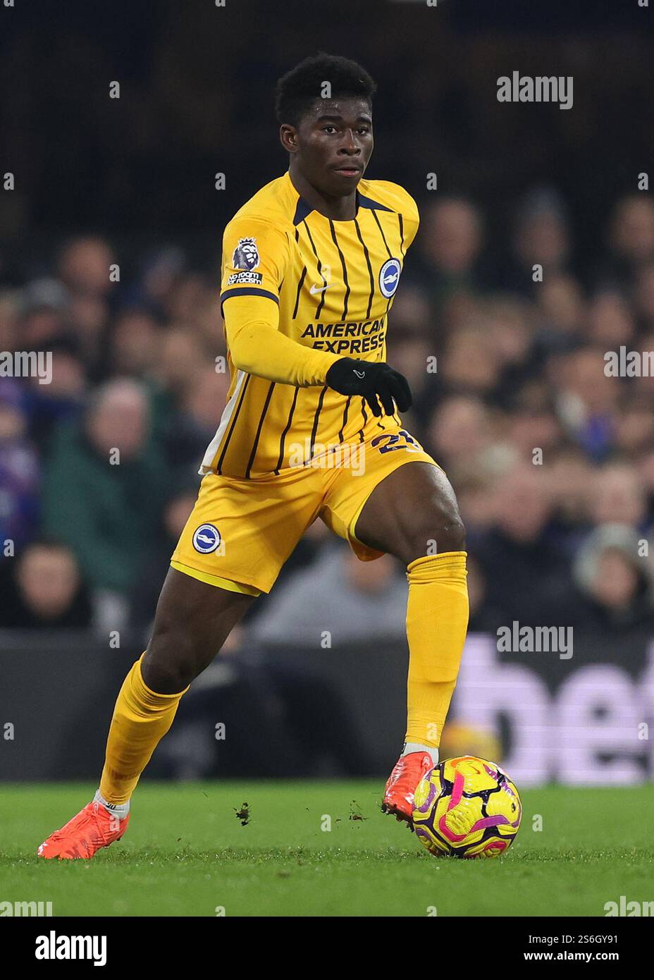 Ipswich, UK. 16th Jan, 2025. Brighton's Carlos Baleba during the ...