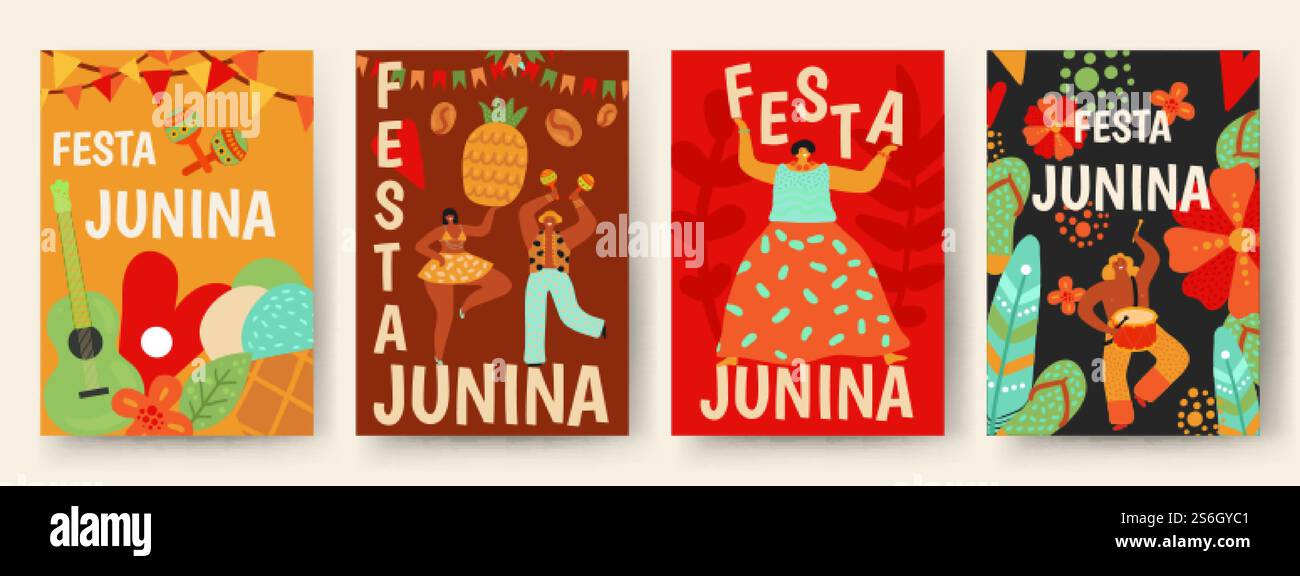 Festa Junina poster. Traditional brazil carnaval. Latin dancing party ...