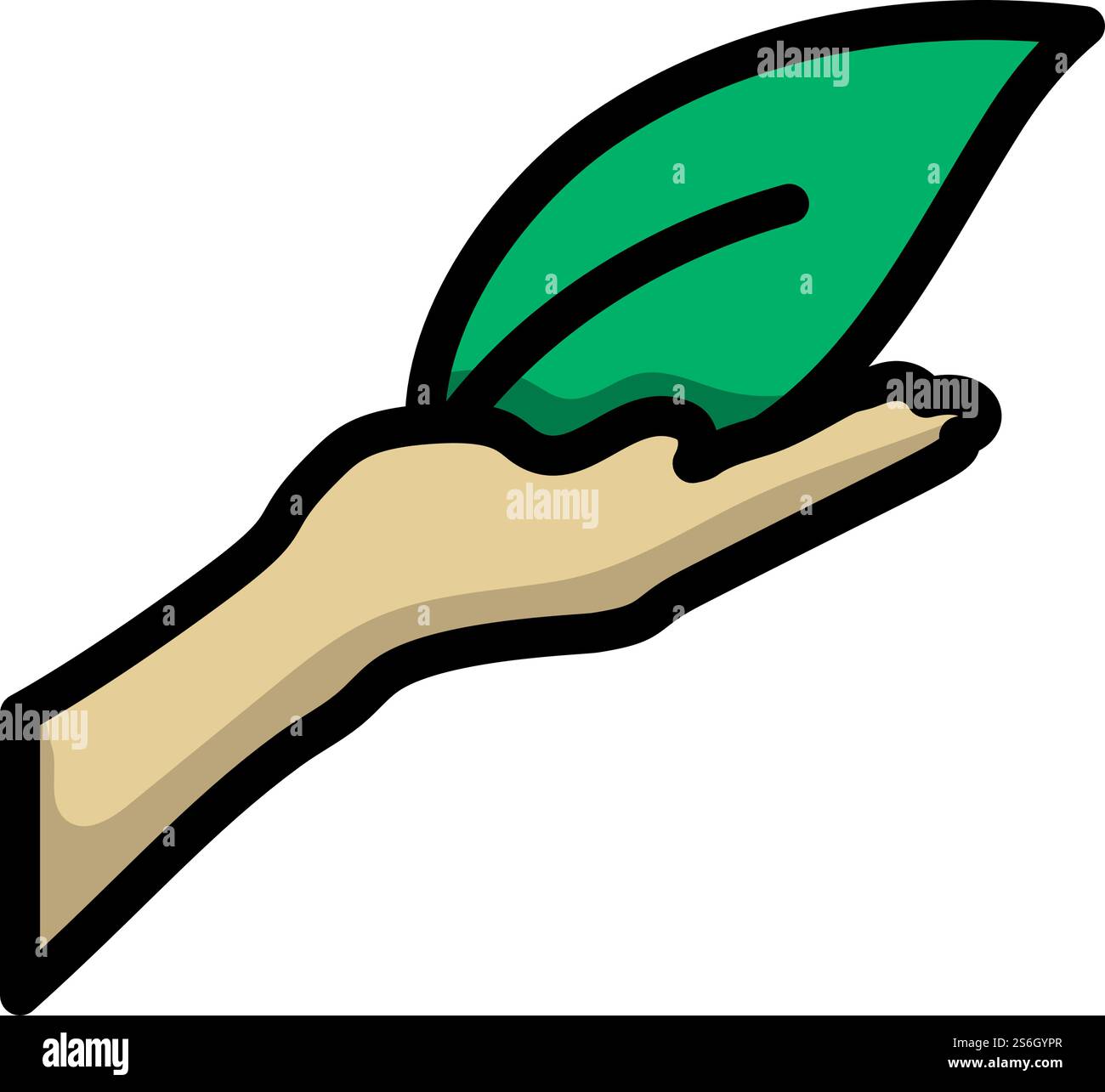 Hand Holding Leaf Icon. Editable Bold Outline With Color Fill Design ...