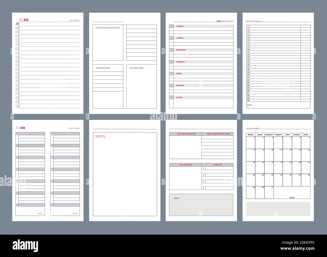 Organizer pages. Office agenda weekly template layout design goals in ...
