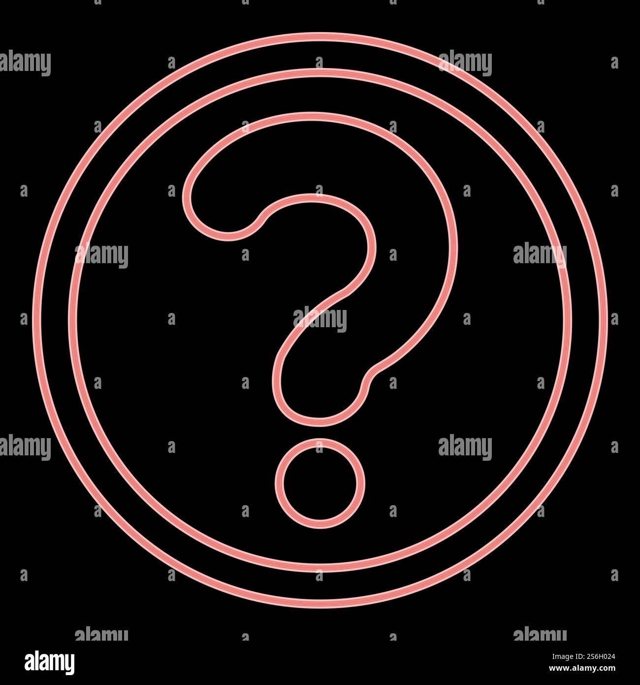 Neon question mark in a circle it is the red color vector illustration ...