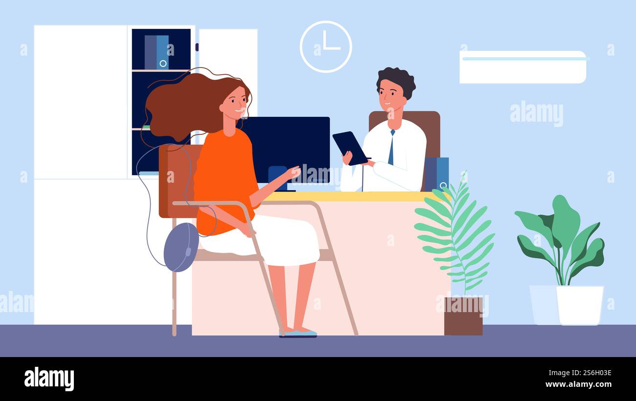 Job interview. Female seekers, HR manager and woman. Office ...