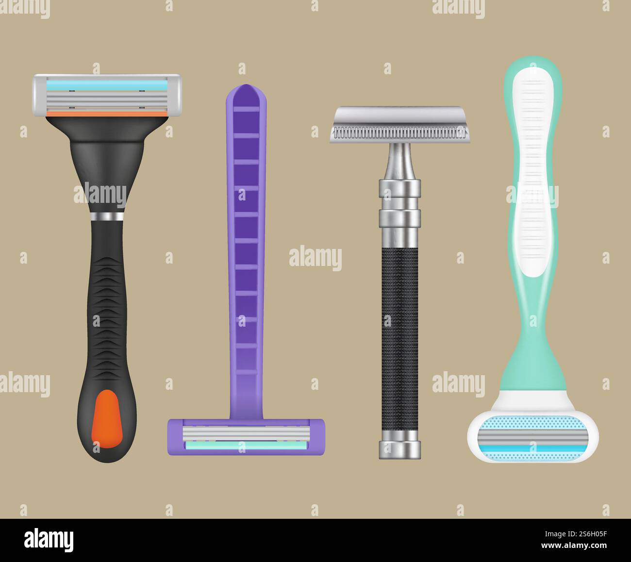 Razors realistic. Woman depilation items shaving razors vector ...