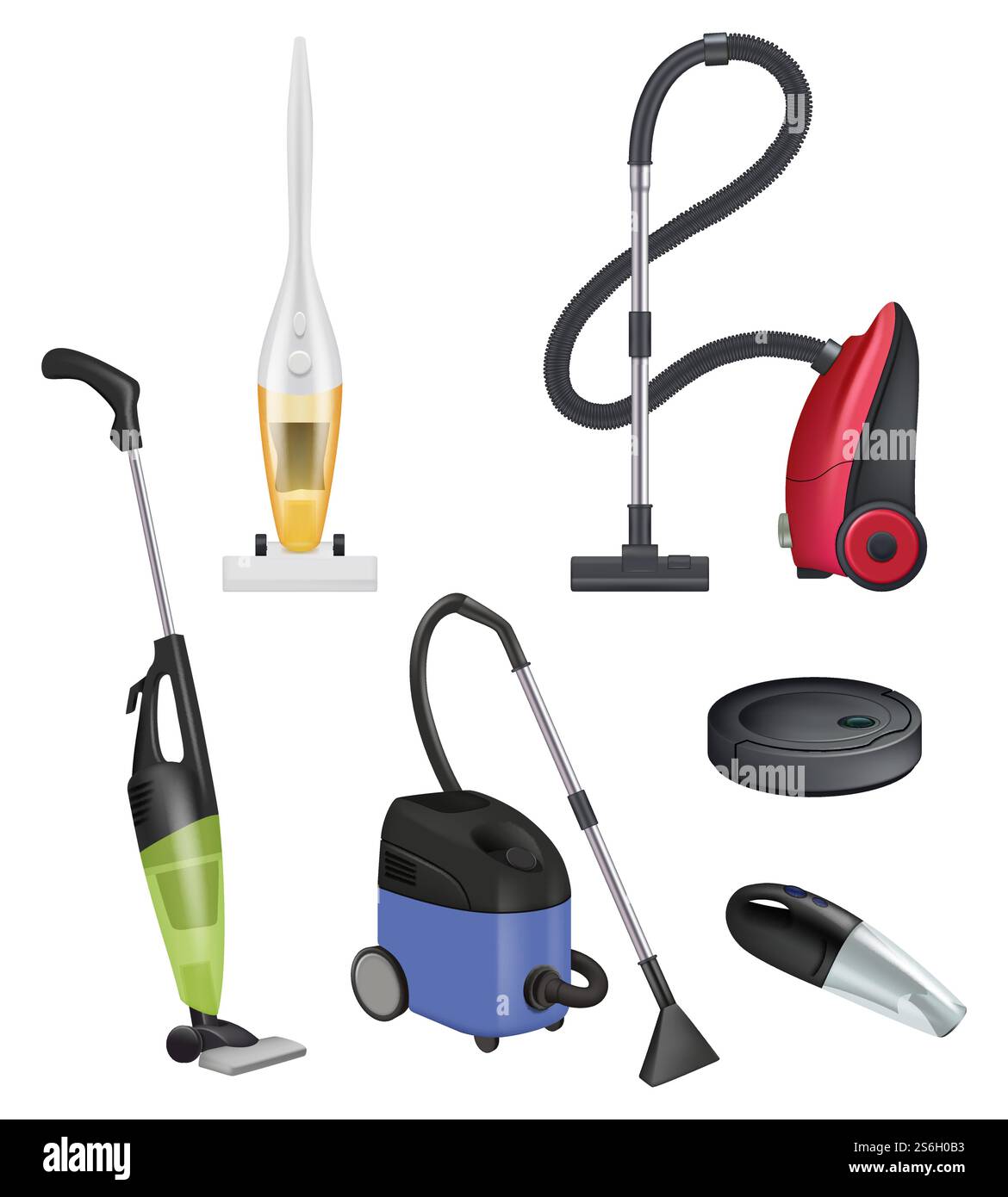 Vacuum cleaner modern. Carpet cleaner vector realistic items sanitation ...