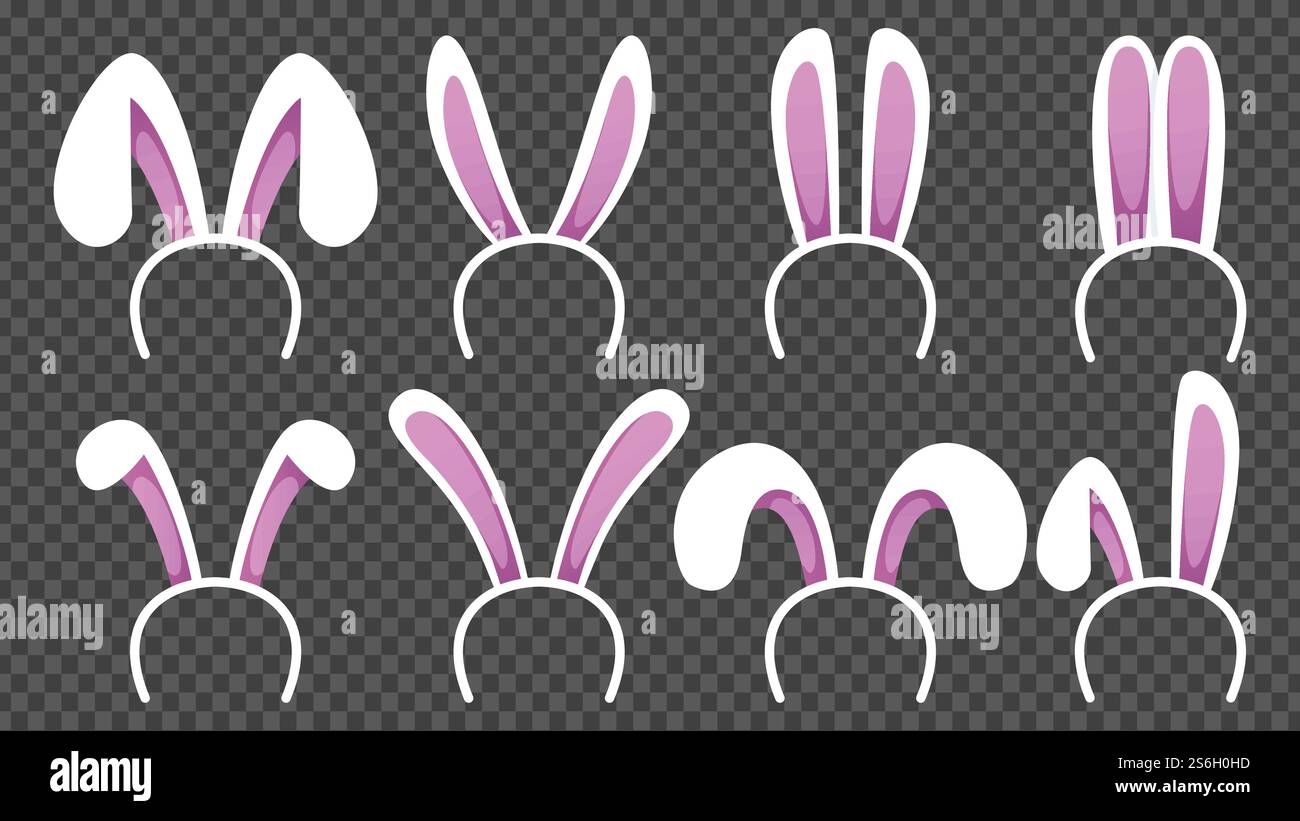 Rabbit ears. Cartoon easter bunny head mask. Animal kids costume vector ...