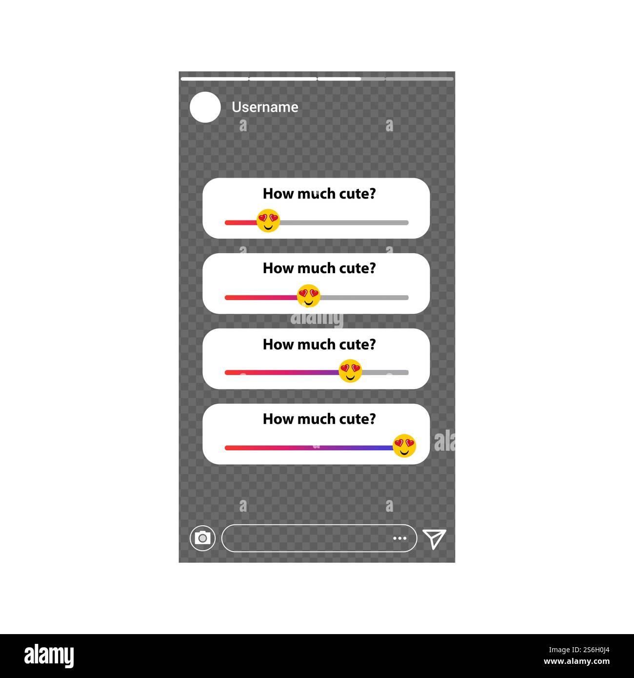 Social media slider. Polls interface template. Emoji sliders with heart ...