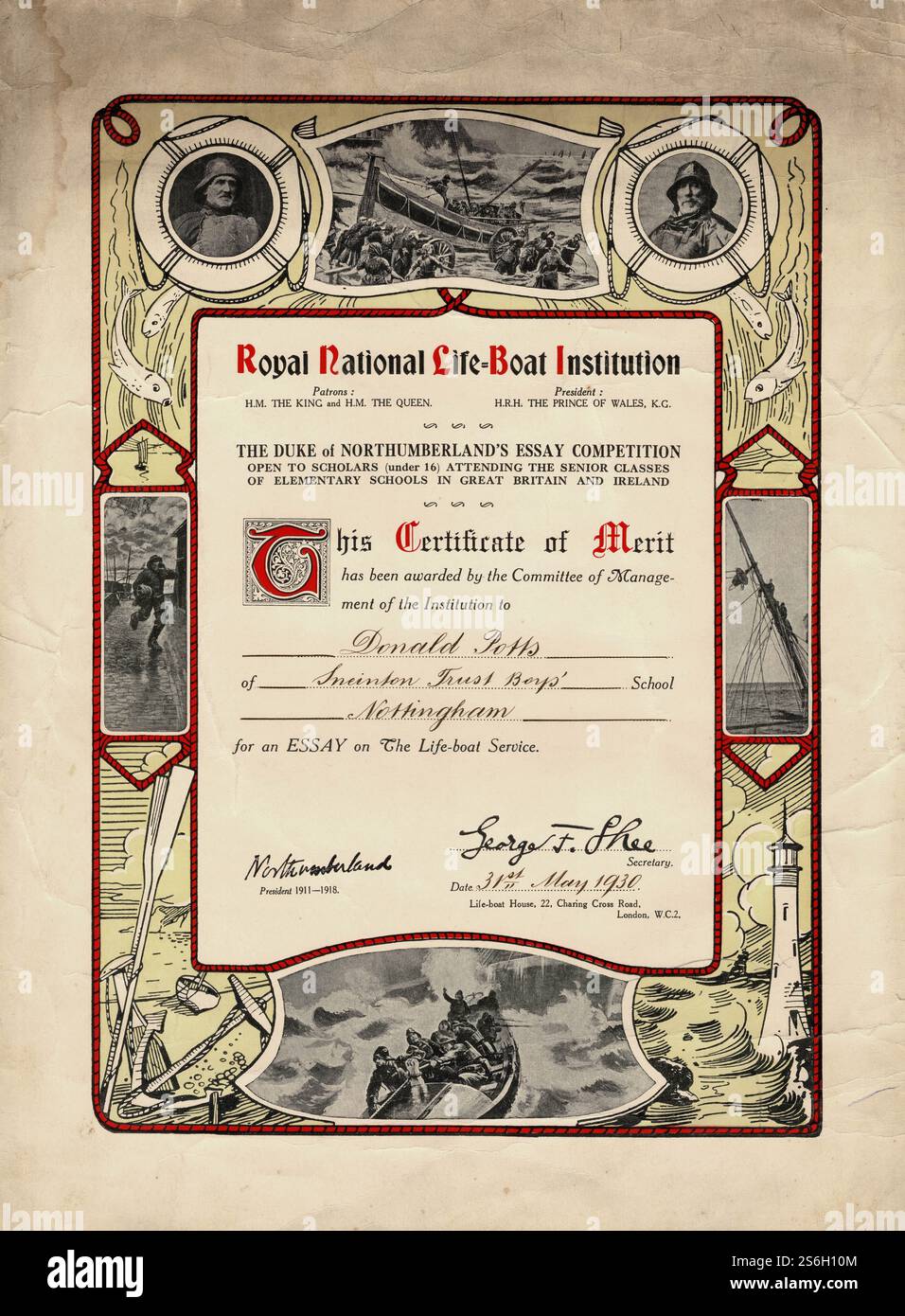 Certificate of Merit from the Royal National Lifeboat Institution from ...