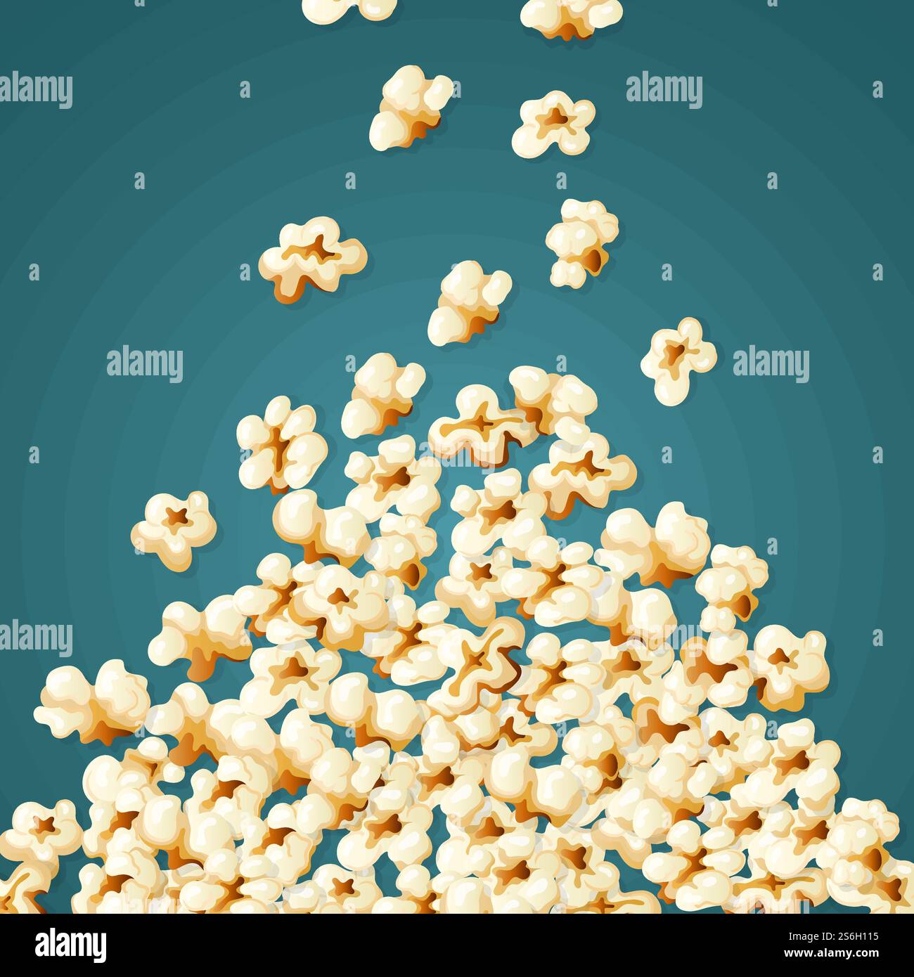 Popcorn falling. Stack of white snacks for movie time souffles corns vector illustration ...