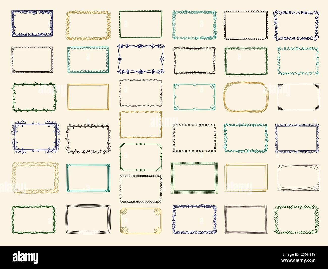 Sketch frames. Album doodle dividers and stylized square shapes ...