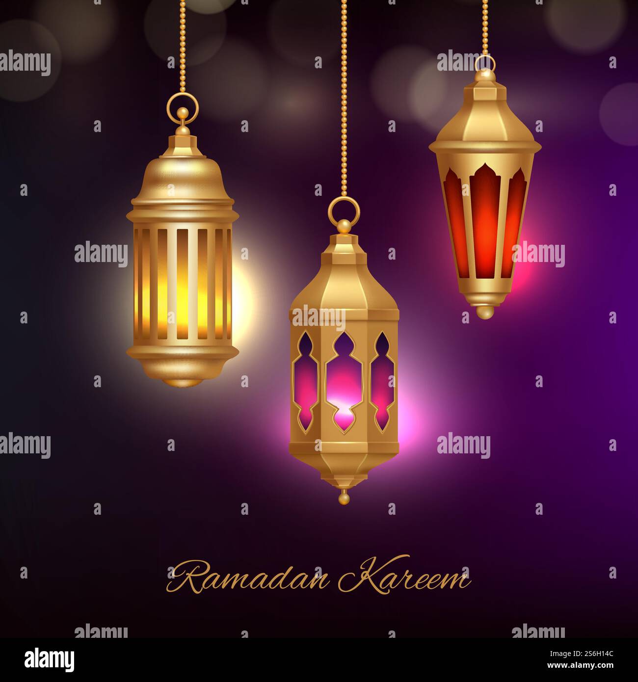Islamic lamps background. Heritage arabic lanterns with beautiful glow ...