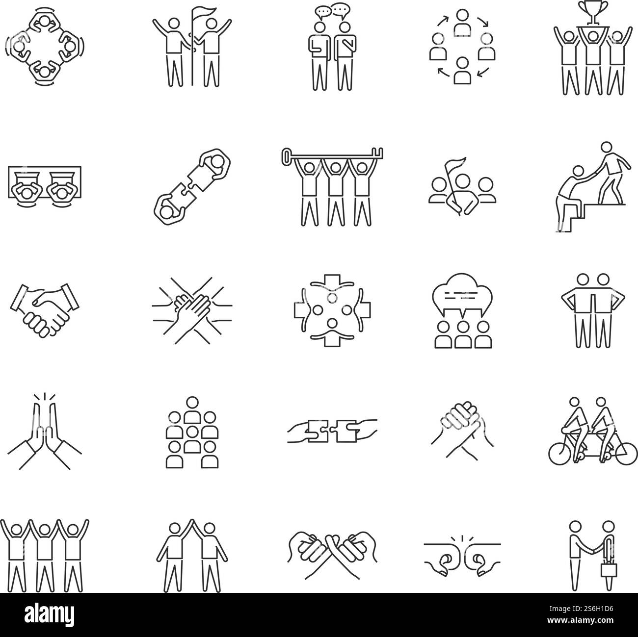 Teamwork icons. Business industry, human resource and communication ...