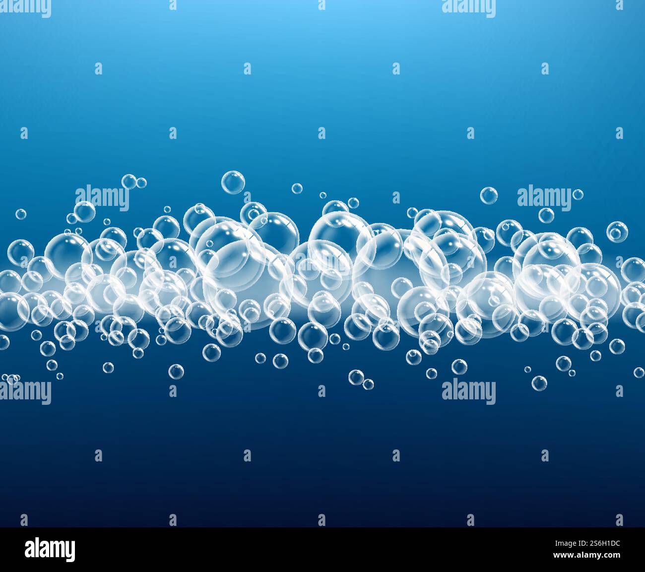 Foam realistic. Soapy transparent balls on dark background macro gel ...