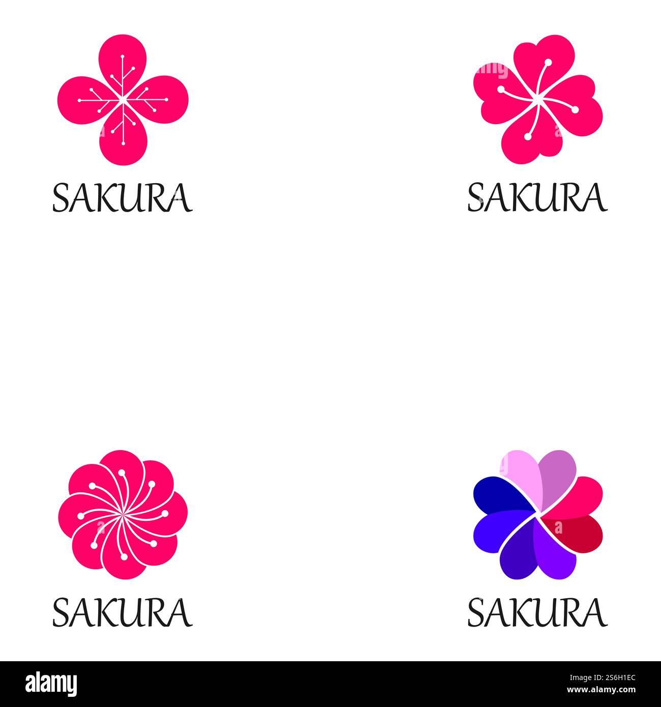 Set sakura flower icon logo design template Stock Vector Image & Art ...