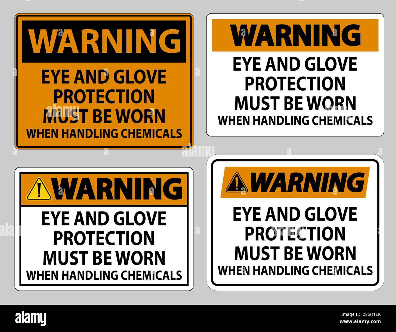 Warning sign Eye and Glove Protection Must Be Worn When Handling Chemicals Stock Vector Image ...