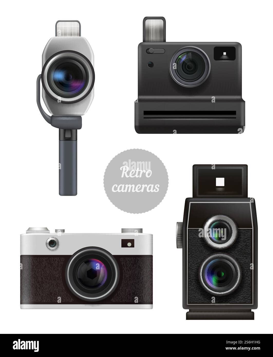 Retro cameras. Vintage electronic professional photo and video technics ...