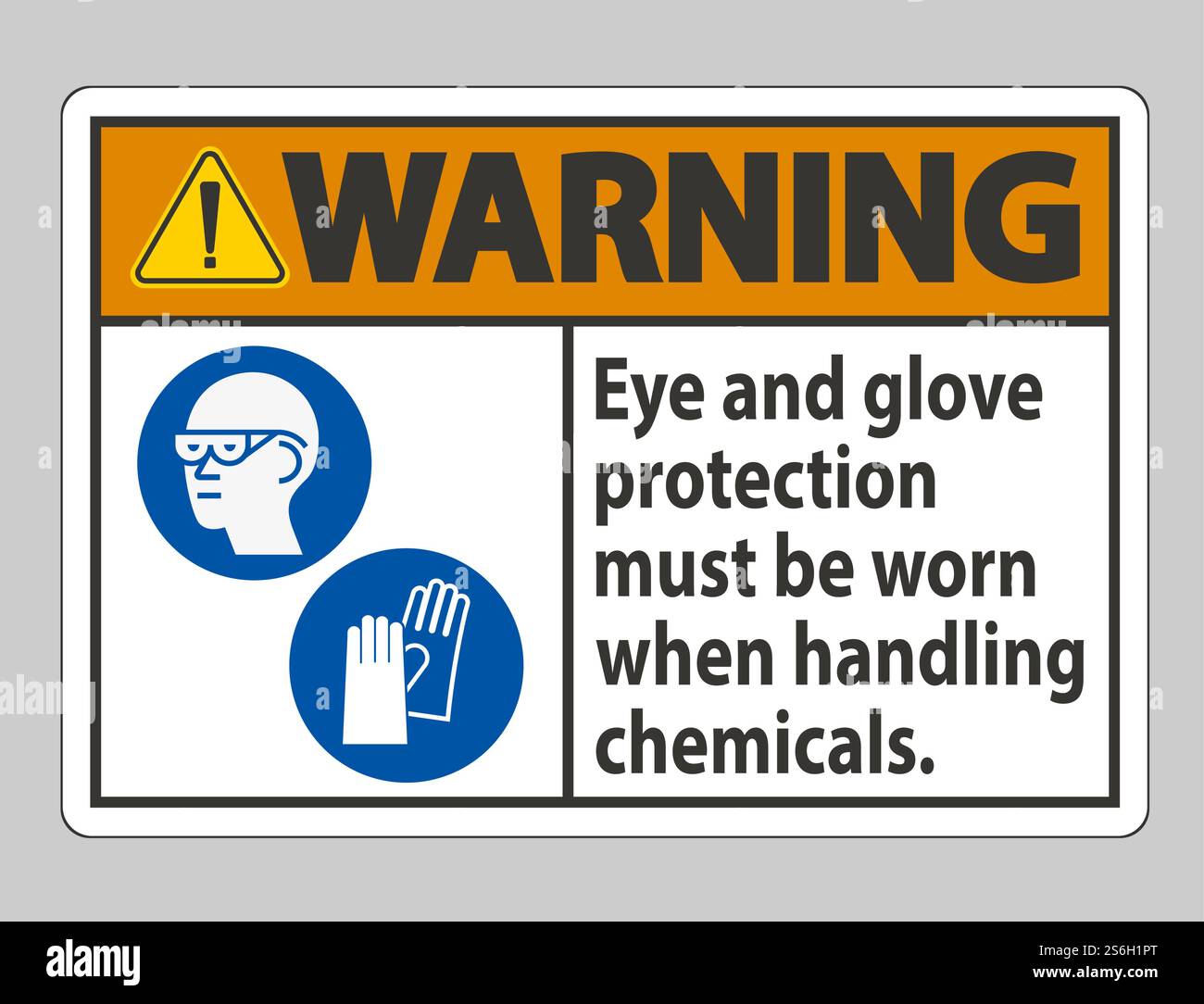 Warning Sign Eye And Glove Protection Must Be Worn When Handling Chemicals Stock Vector Image ...