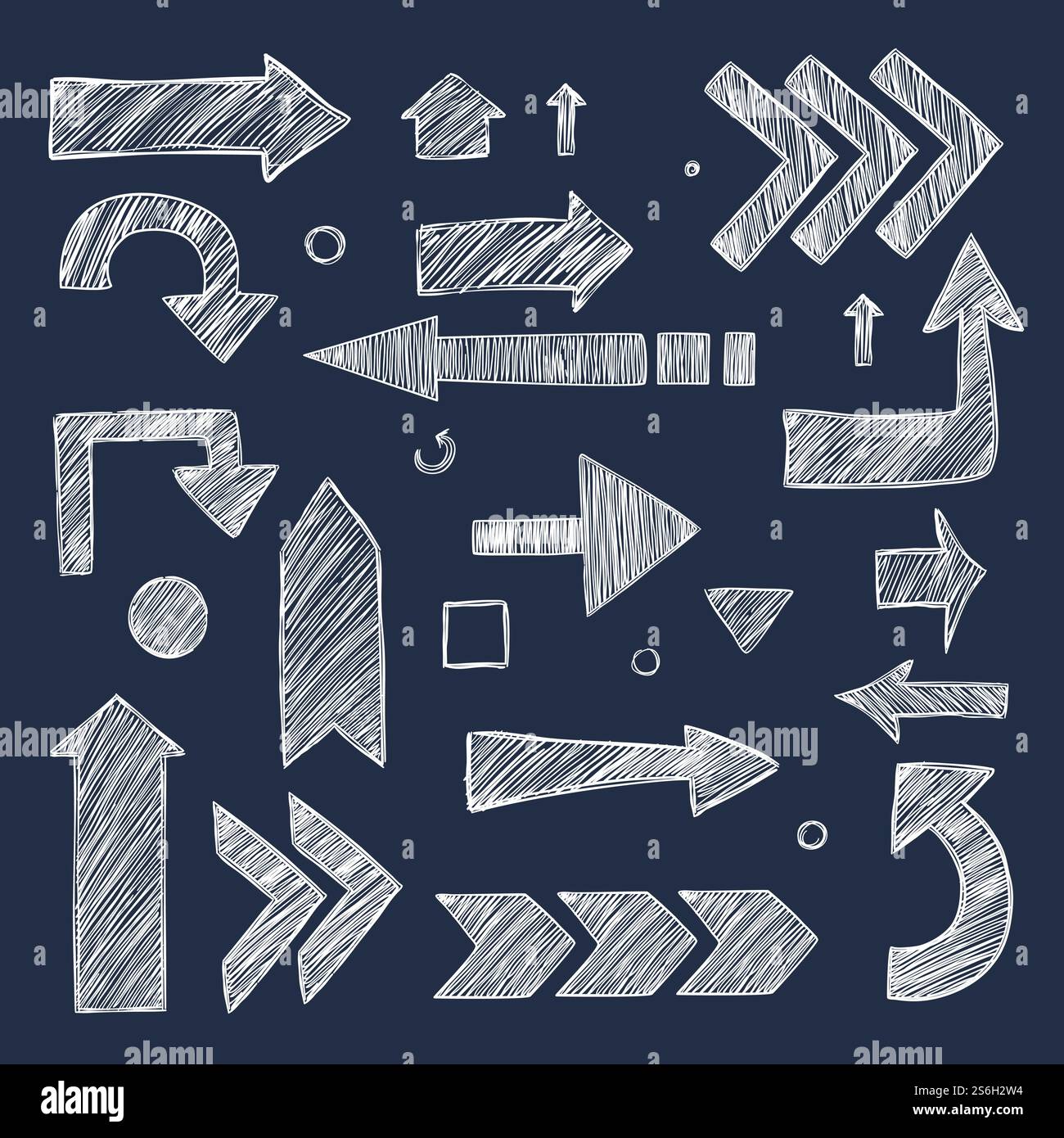 Sketch arrows. Hand drawn chalk images direction symbols vector ...