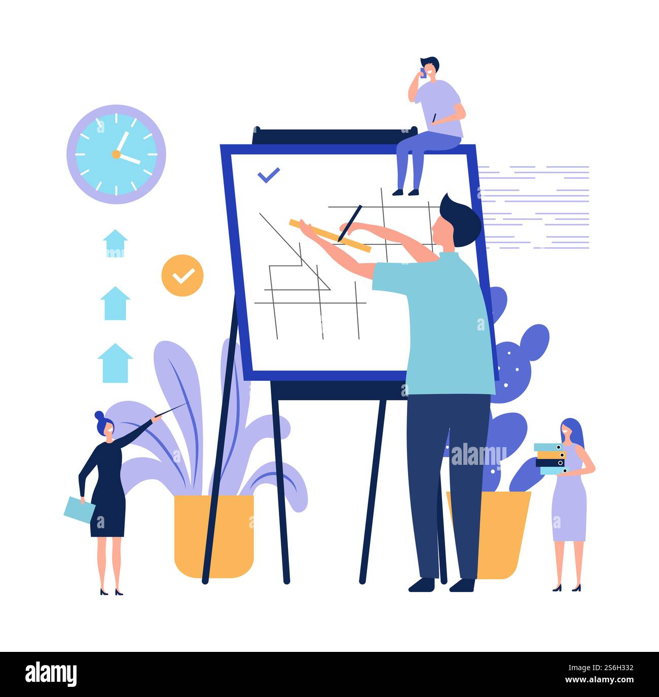 Architect at work. Design project vector concept. Flat male architect ...