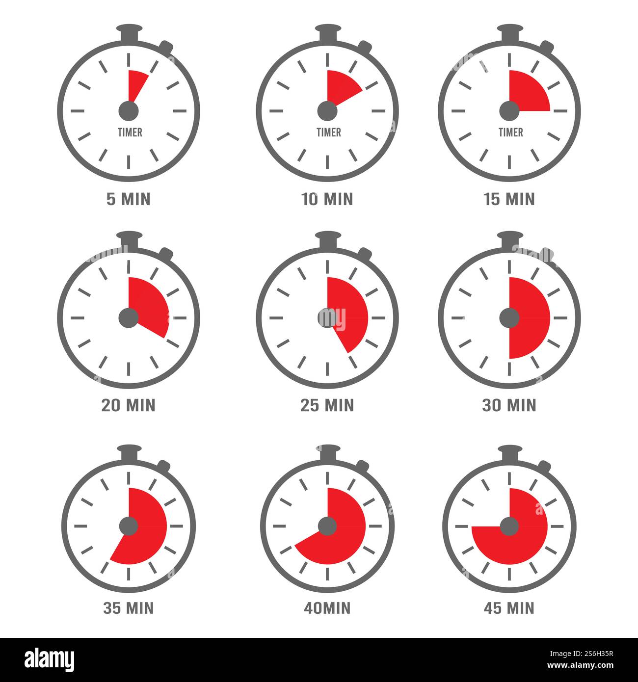 Minutes icon. Hour clock symbols 10 times 5 minutes 20 numbers day five ...
