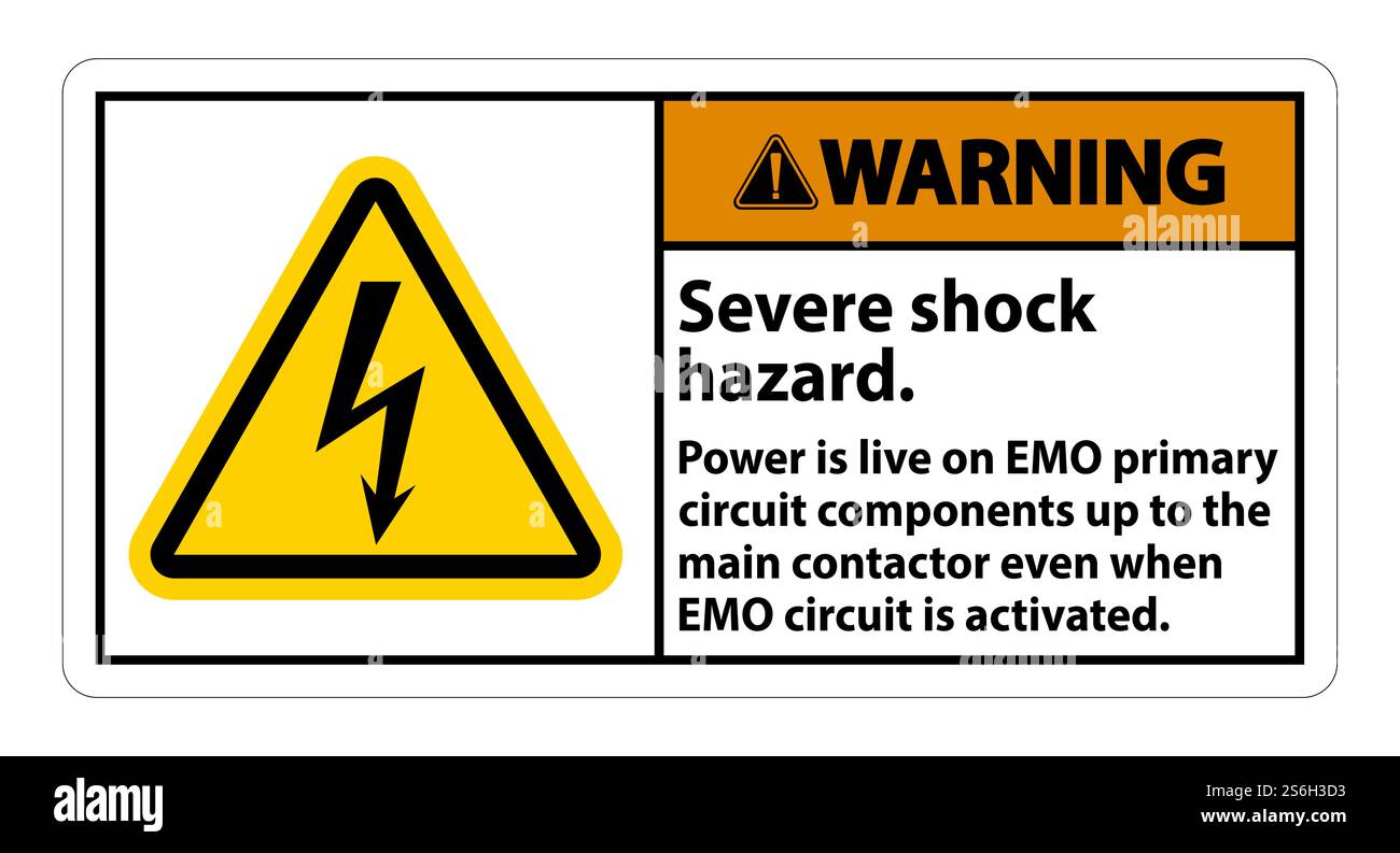 Warning Severe shock hazard sign on white background Stock Vector Image ...