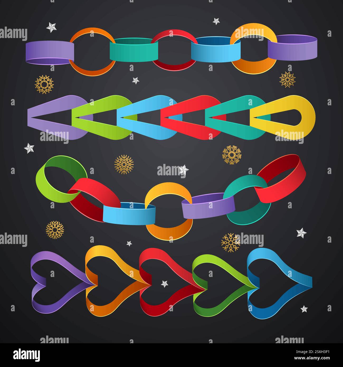 Paper chain link garland Stock Vector Images - Alamy