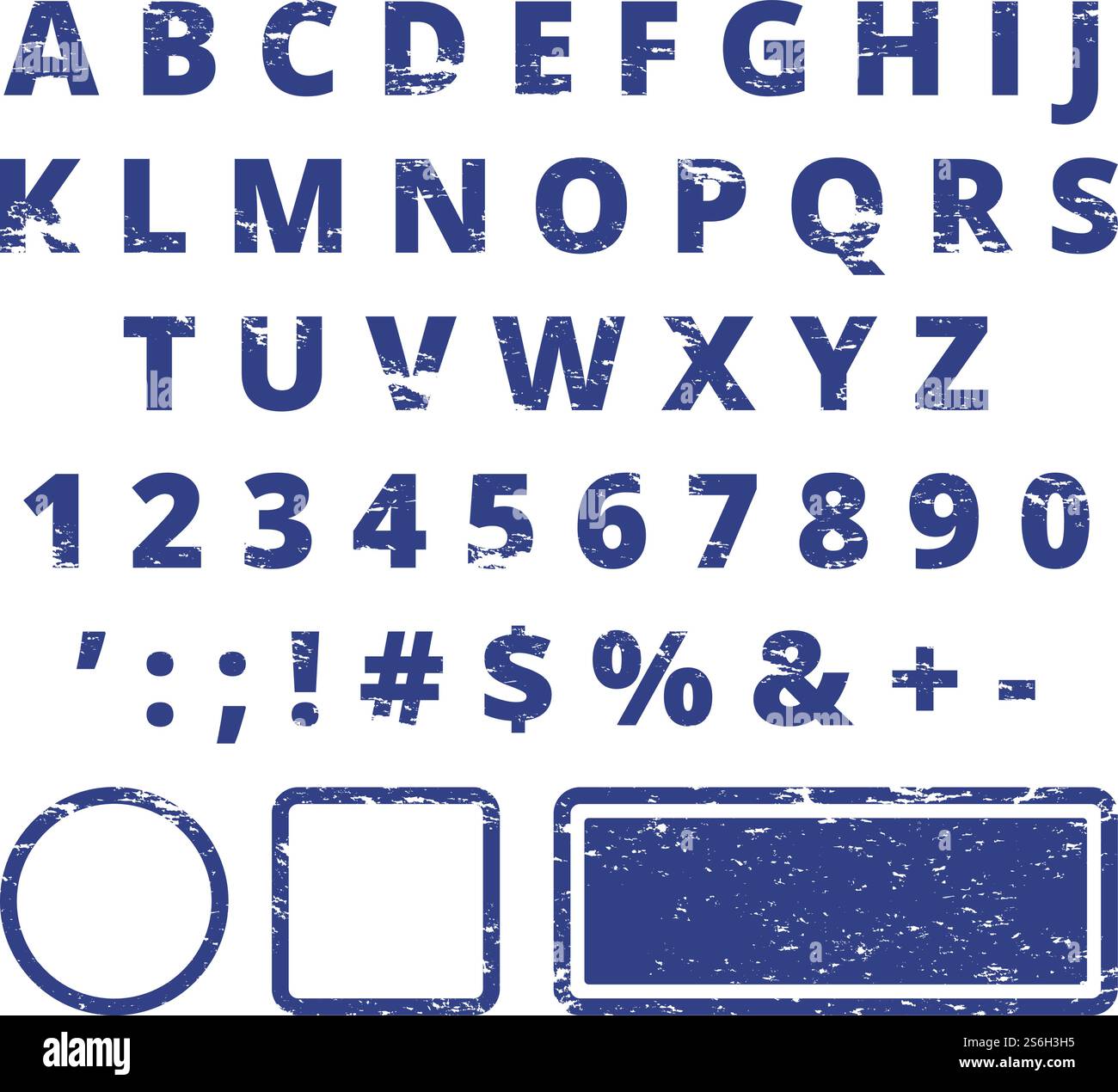 Rubber stamp font. Red letters and numbers template typography for ...