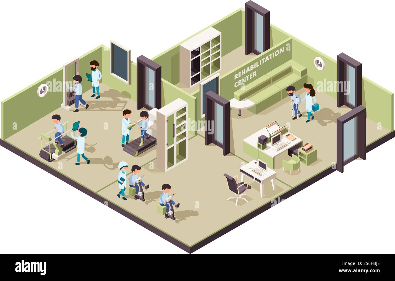 Rehabilitation clinic. Nurse helping patient professional person ...