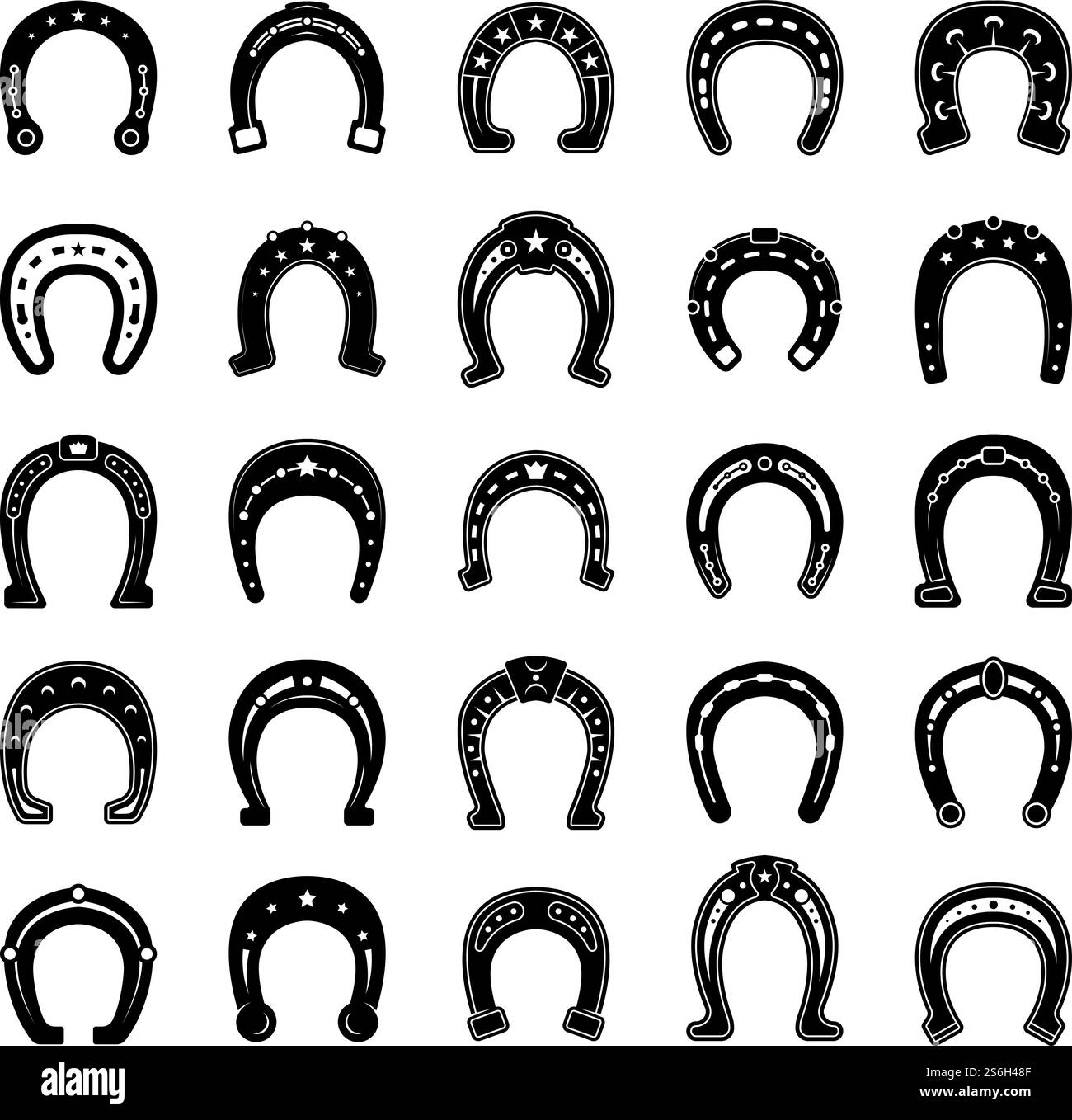 Lucky horse shoes. Blacksmith graphic symbols hoof objects vector ...