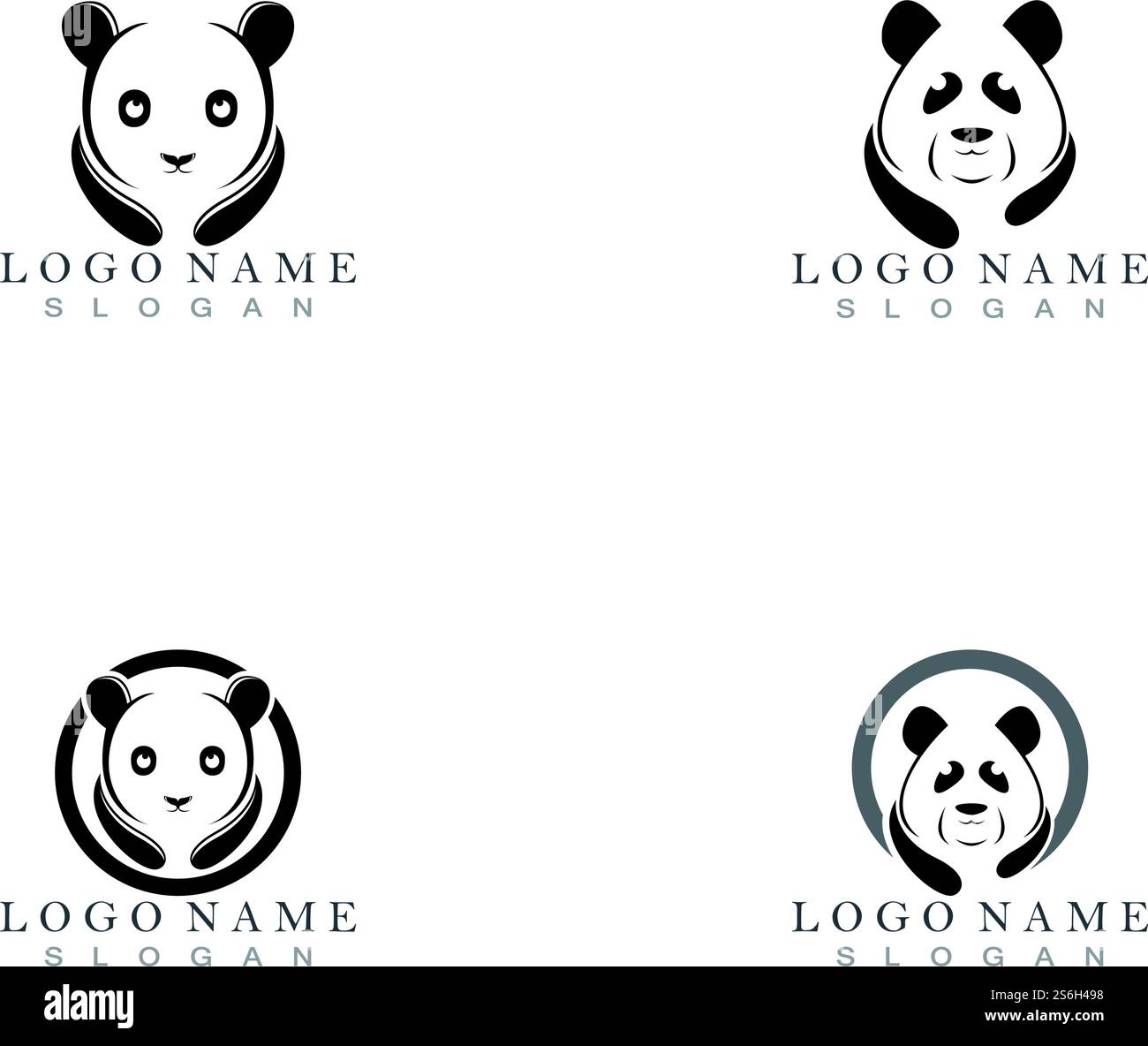 panda logo black and white head Stock Vector Image & Art - Alamy