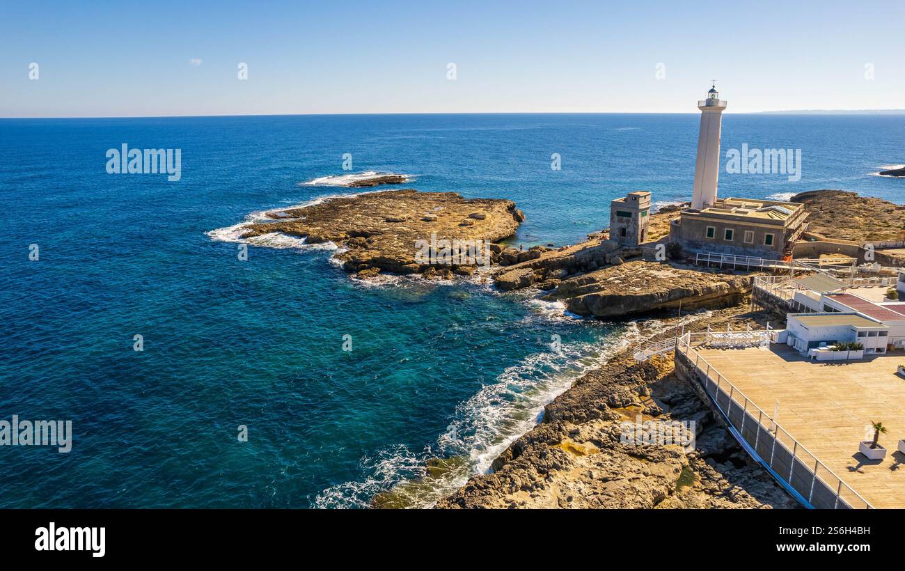Aerial View of Augusta Lighthouse, Syracuse, Sicily, Italy, Europe ...