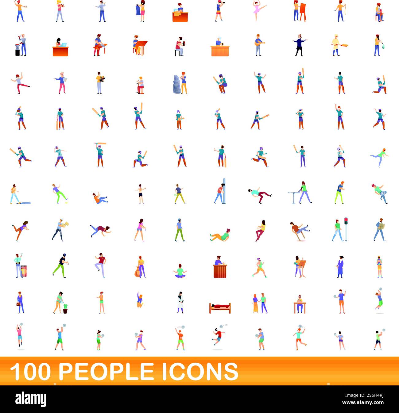 100 people icons set. Cartoon illustration of 100 people icons vector ...