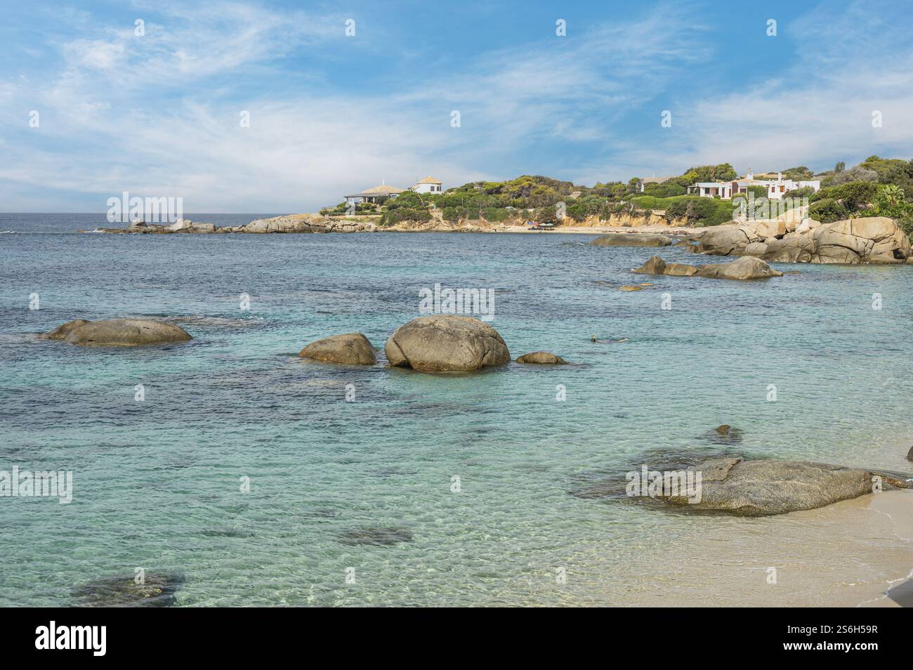 Cala Caterina beach in Villasimius with turquoise and transparent water ...