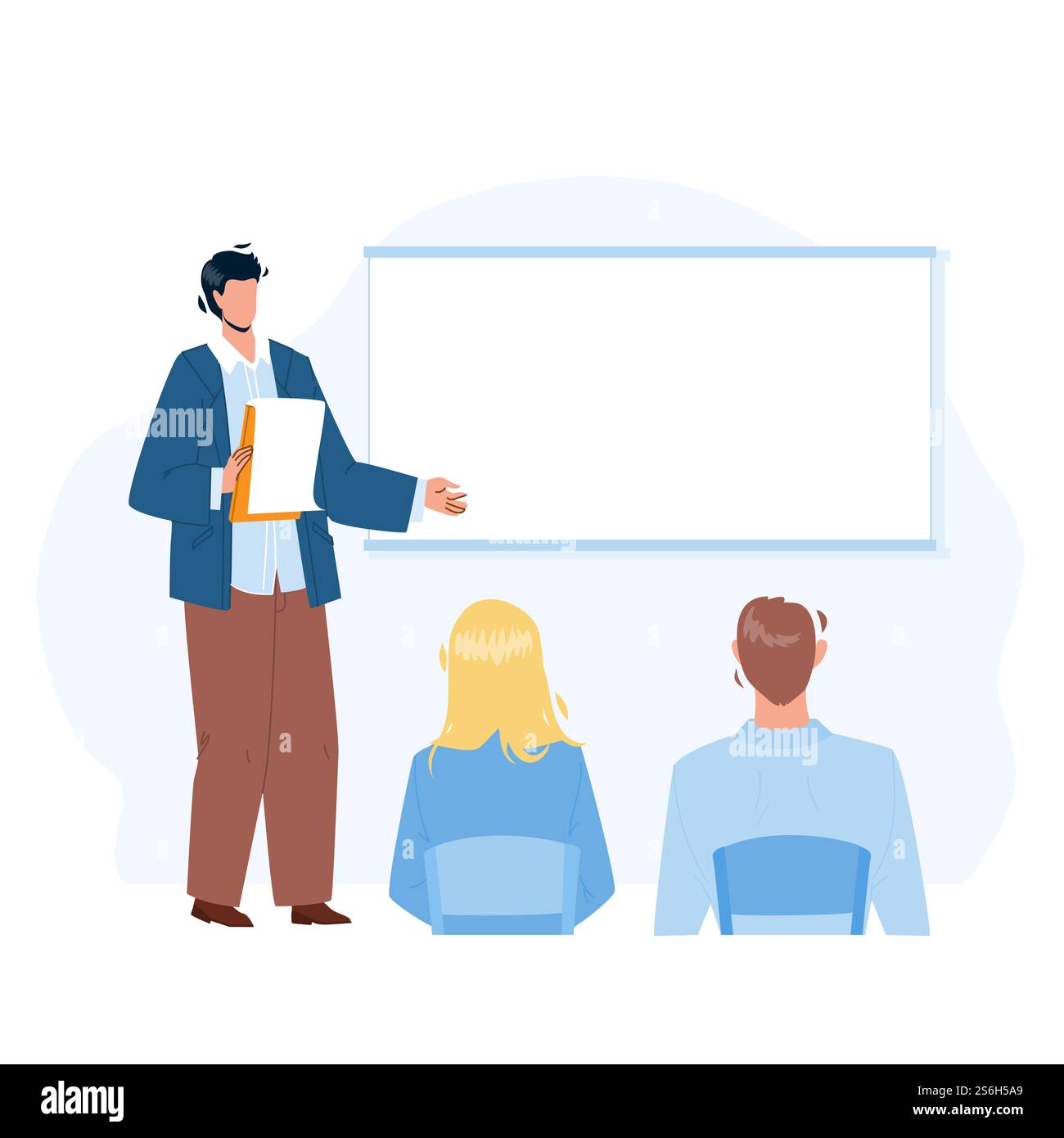 Presentation Company Strategy Speak Worker Vector. Businessman Giving ...