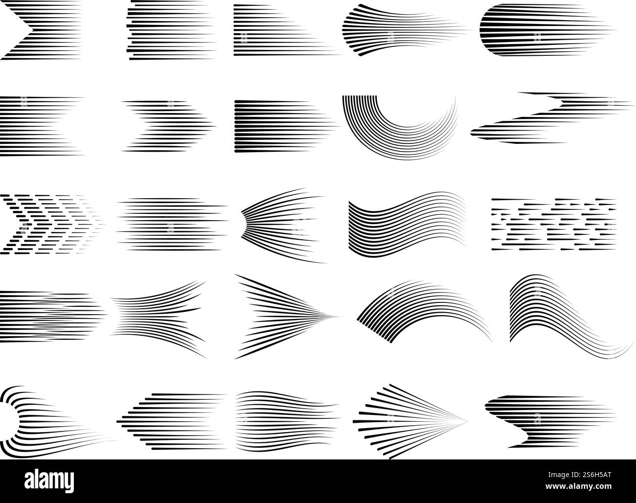 Speed lines collection. Gradient comic cartoon digital lines of speed ...