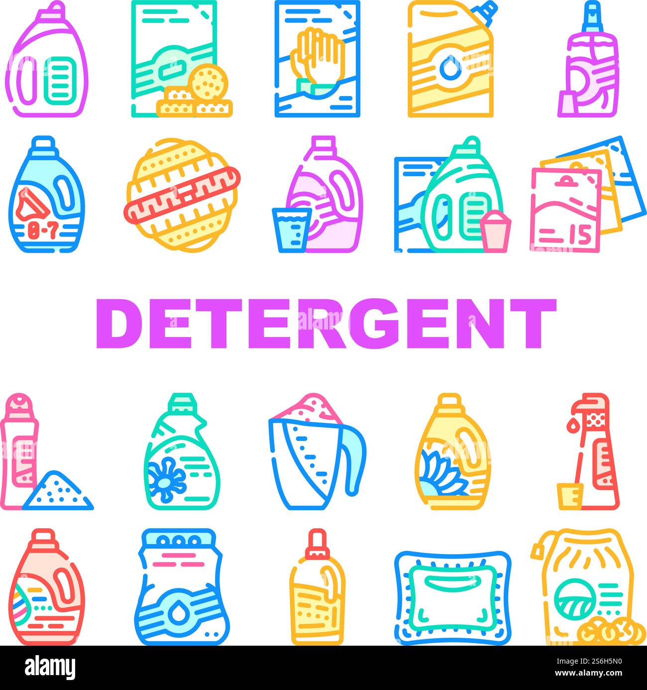 Detergent Washing Collection Icons Set Vector. Detergent Pods And ...