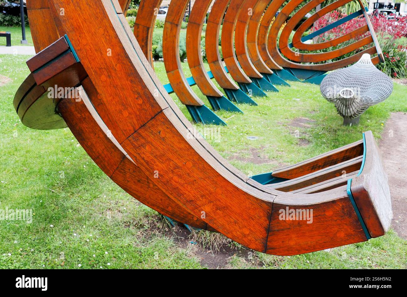 Nigel Helyer's 2018 sculpture of an Aboriginal bark canoe made in steel ...