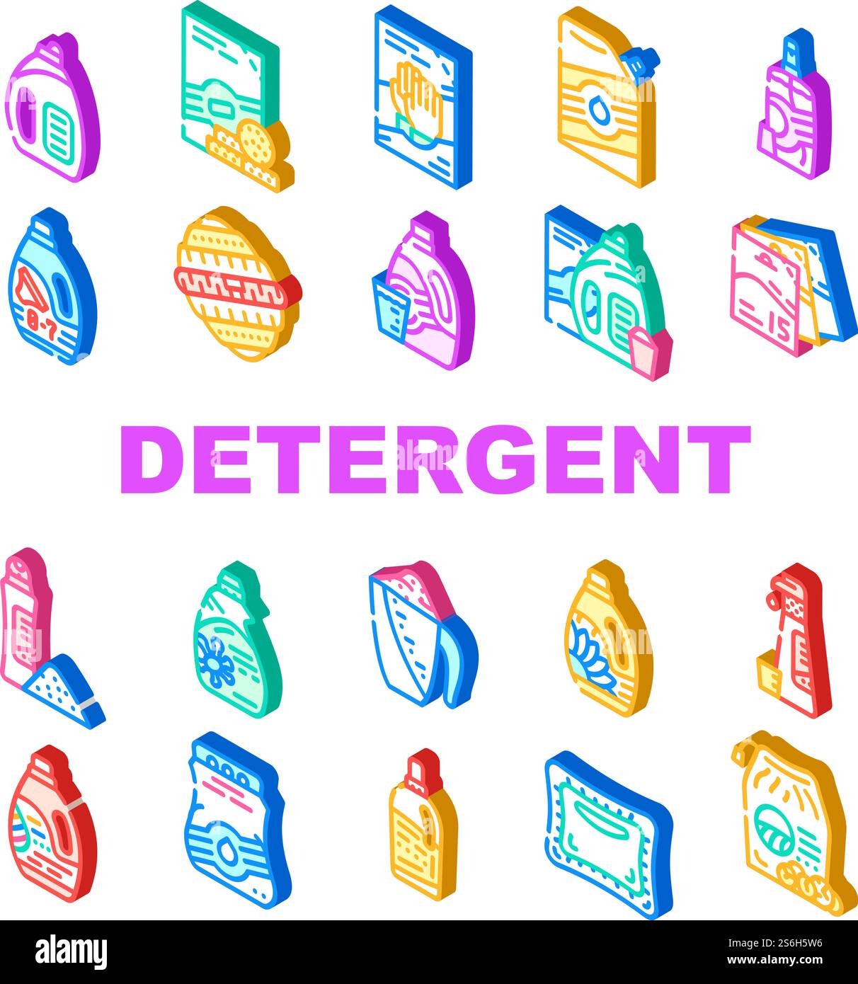 Detergent Washing Collection Icons Set Vector. Detergent Pods And ...