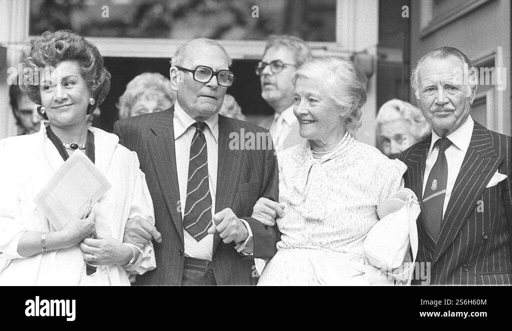 File photo dated 18/07/85 of (from left) actress Joan Plowright, her ...