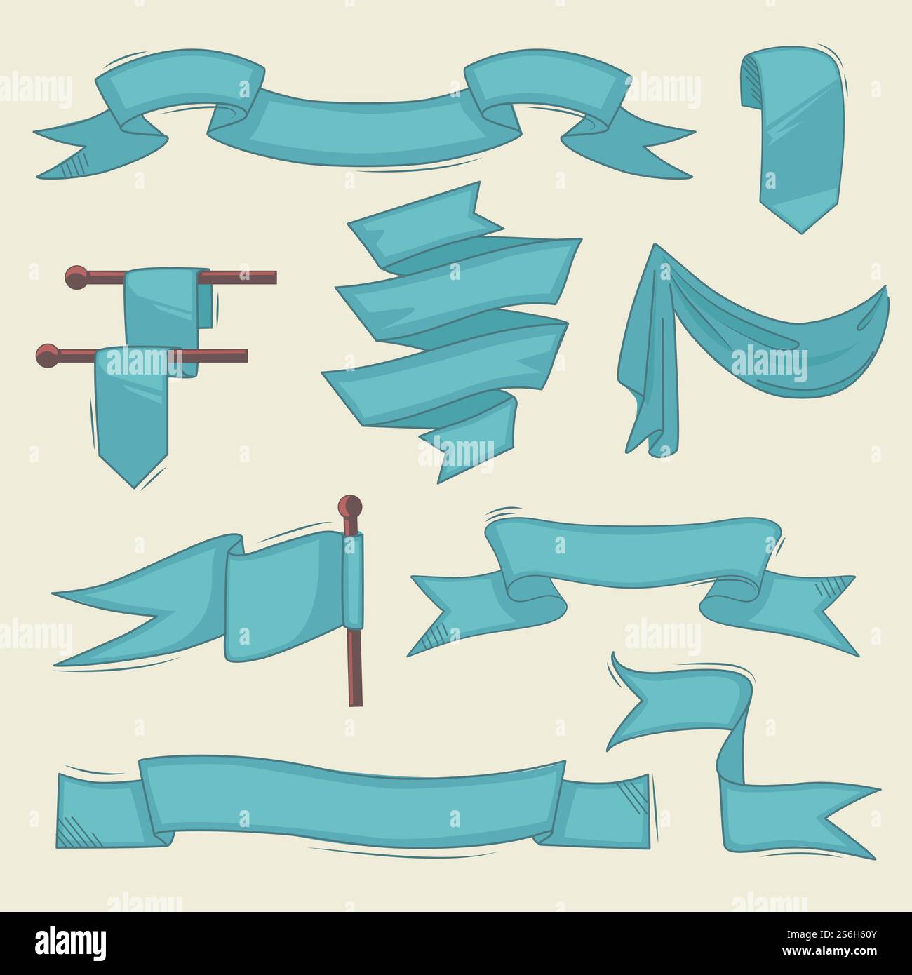 Vintage banners. Hand drawn abstract ribbons vector doodle frames ...