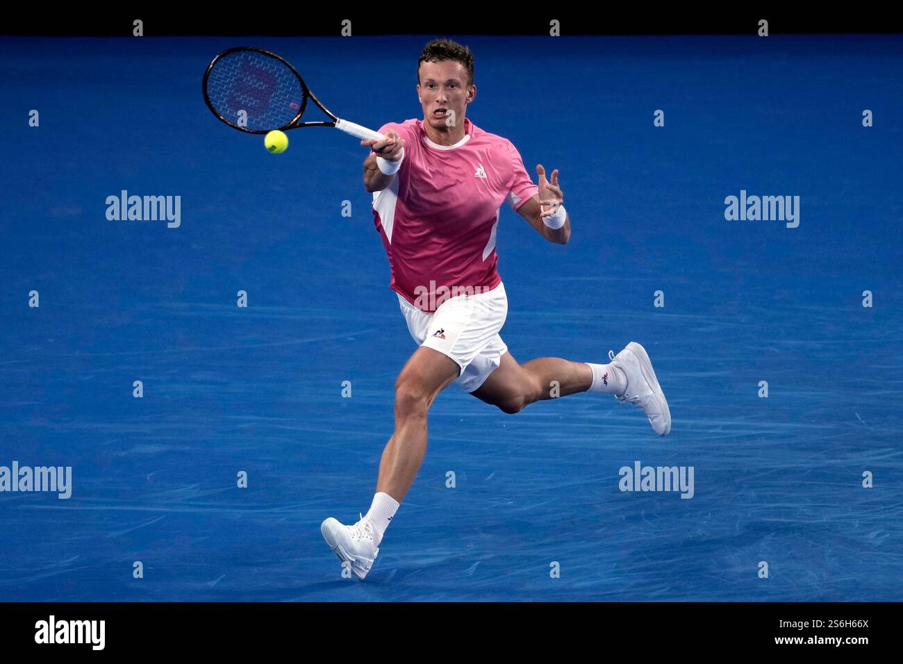 Jiri Lehecka of the Czech Republic plays a forehand return to Benjamin ...