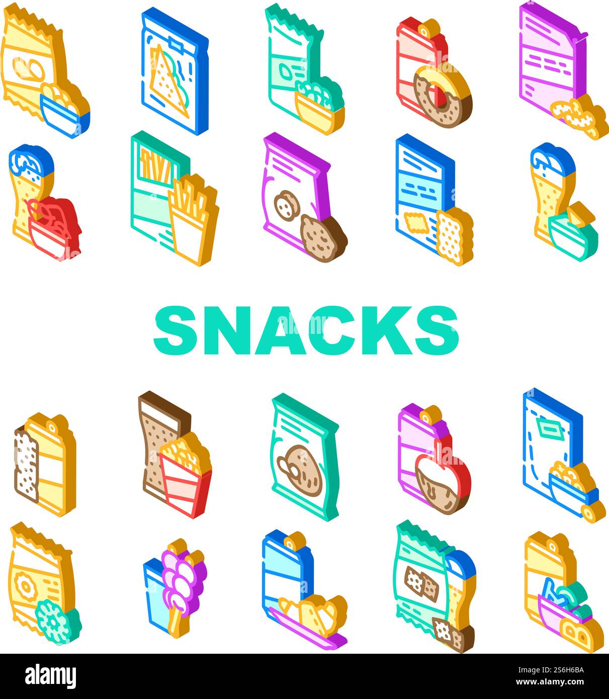 Snacks Food And Drink Collection Icons Set Vector. Dried Bananas And ...