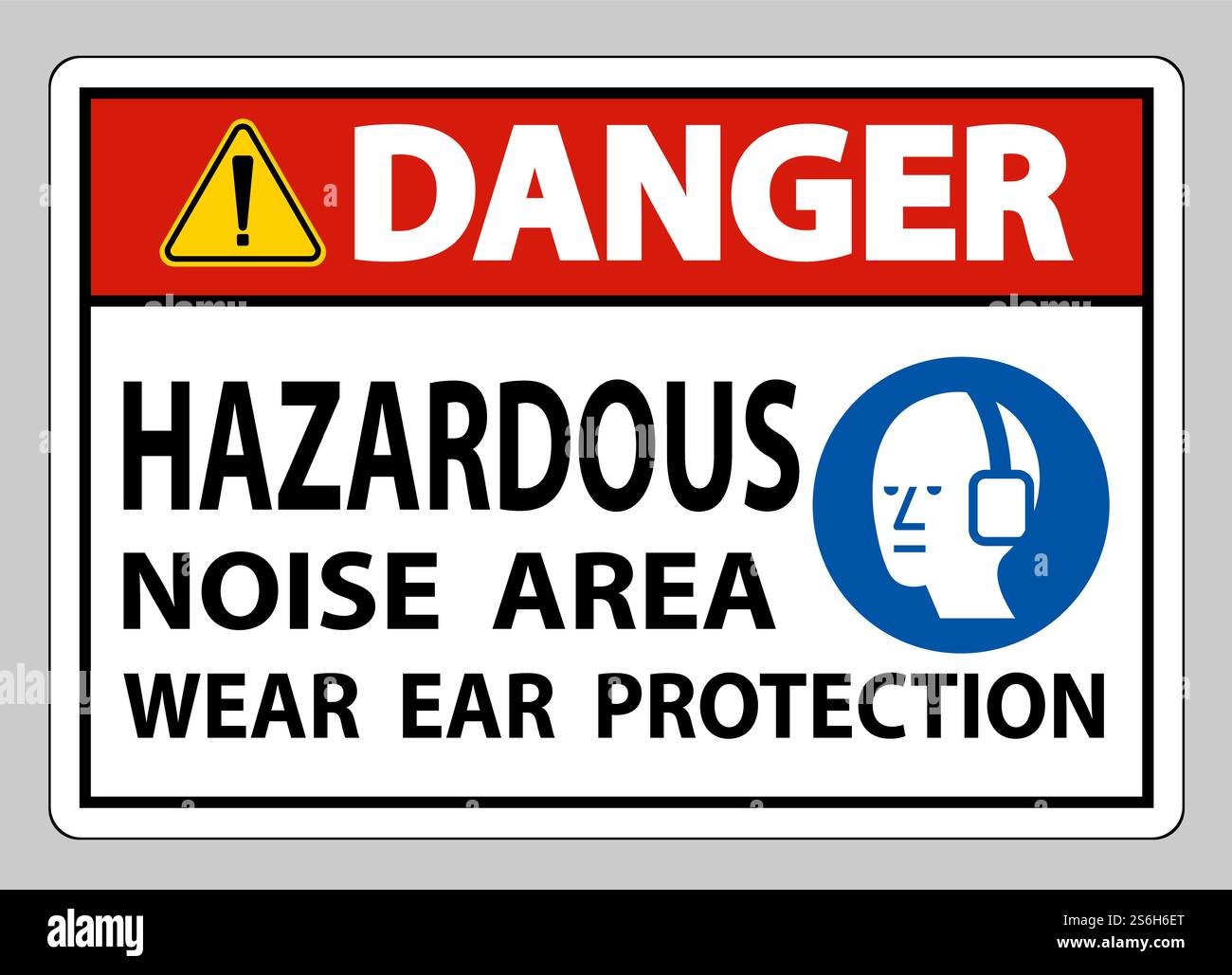 Danger Sign Hazardous Noise Area Wear Ear Protection on white ...