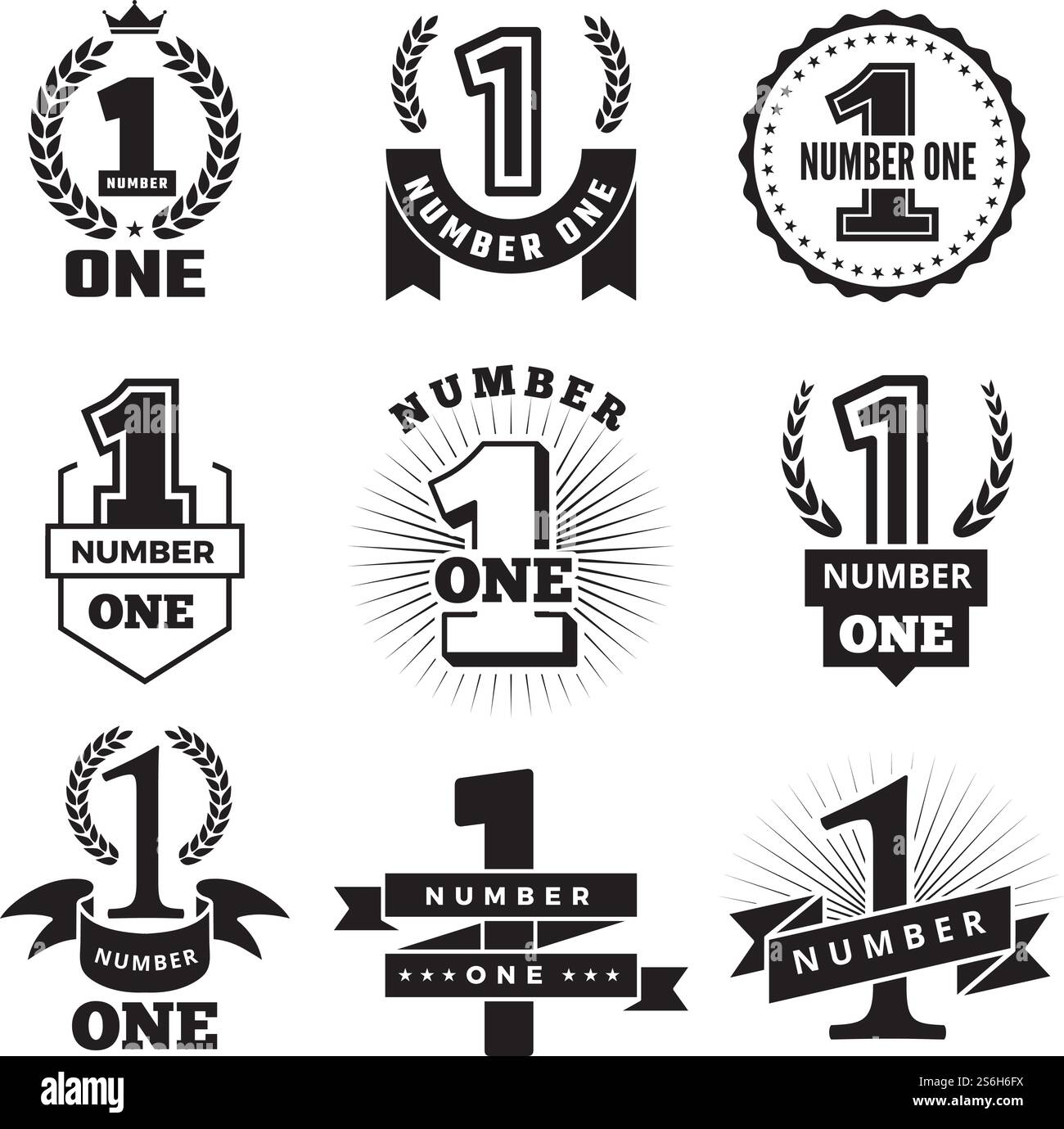 Number one. Badges or banners award or business achievements vector ...