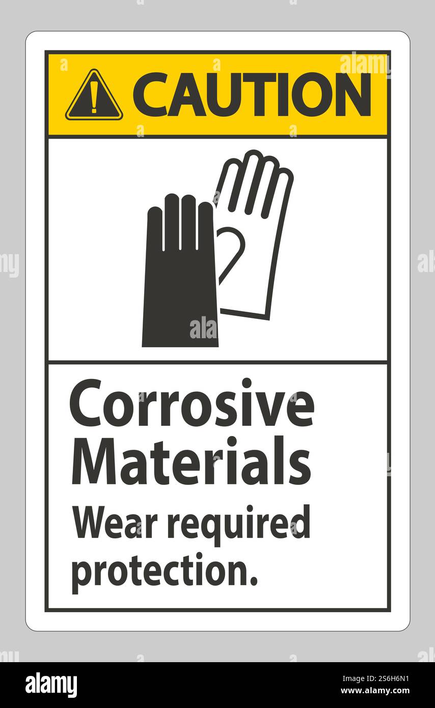 Caution Sign Corrosive Materials, Wear Required Protection Stock Vector ...