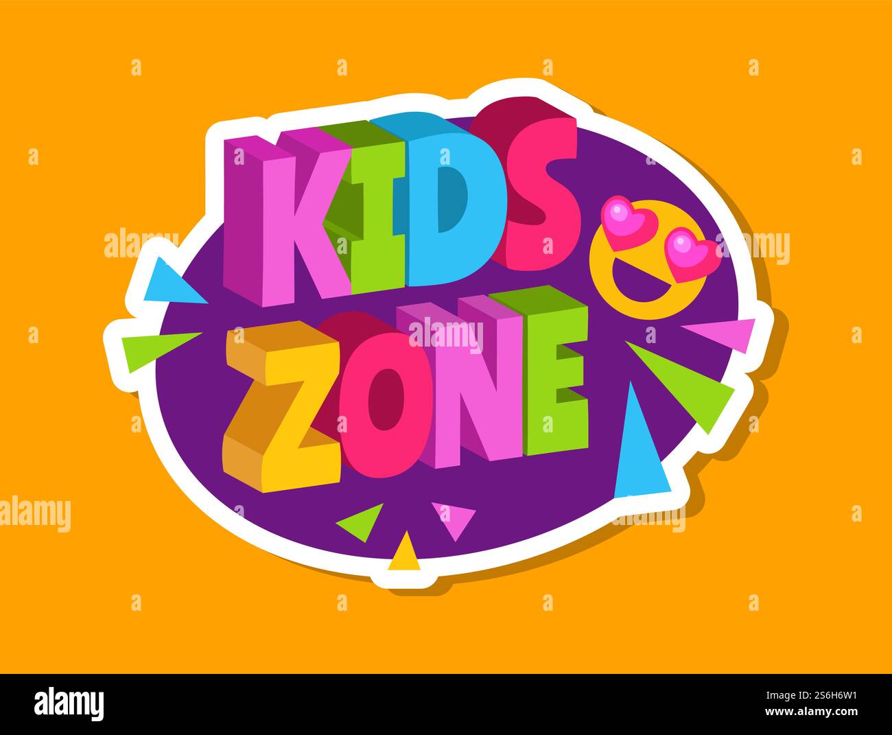 Kids zone sticker. 3d letters logo for children playroom. Baby playing ...