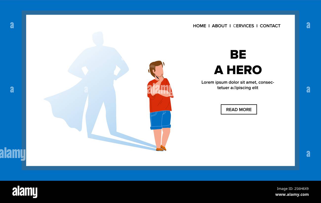 Be A Hero Wanting And Dreaming Little Boy Vector. Cute Small Kid Want ...