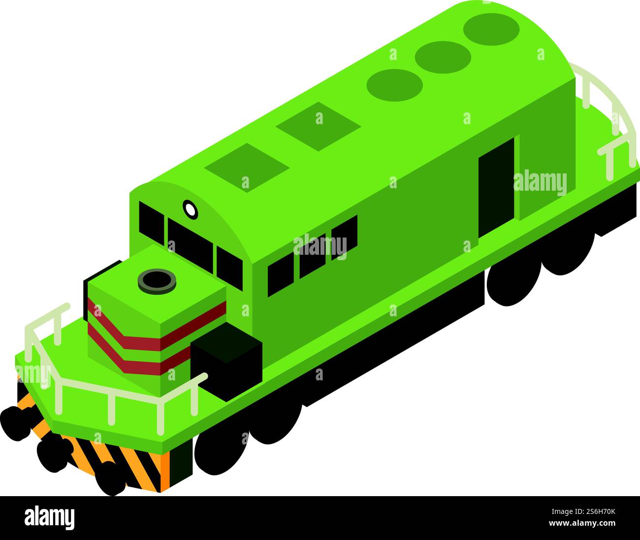Green diesel train icon. Isometric of Green diesel train vector icon ...