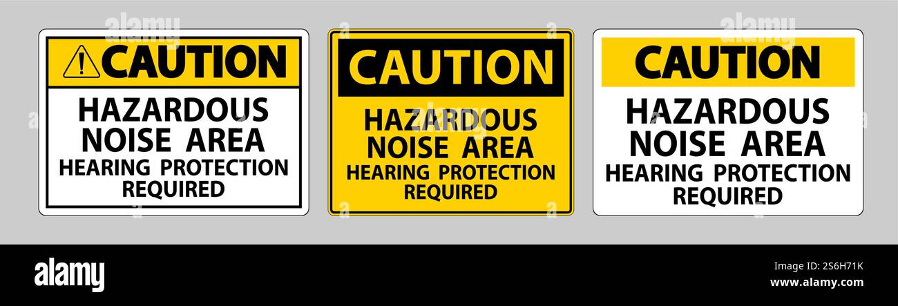 Caution Sign Hazardous Noise Area Hearing Protection Required Stock ...